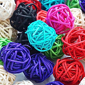 50 Pack Birds Toy Rattan Balls Parrot Parakeet Chewing Toys Pet Bird Chew Toy Parakeet Budgie Cage Accessories Wedding Party Decorative Crafts Hanging DIY Accessories