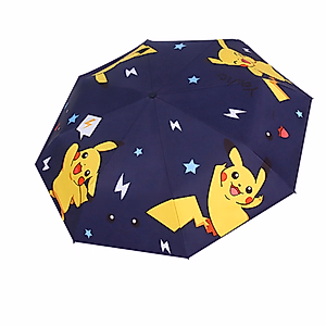 Rosavida Kids Folding Umbrella Automatic Open-close Cartoon UV Resistant Travel Umbrella Anti-rebound Design Compact Windproof Umbrella for Girls Boys- navy blue