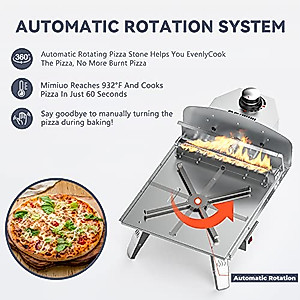 Mimiuo Outdoor Gas Pizza Oven Portable Propane Pizza Grilling Stove with Automatic Rotation System, Oven Cover, Pizza Stone and Pizza Peel - (Tisserie G-Oven Series) - Global Patent