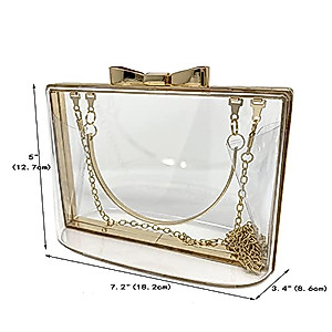 Cirilla Women Acrylic Transparent Evening Bag Clutch Purse with Bow-style lock for Wedding Cocktail Party Banquet (black)