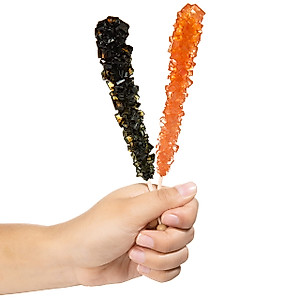 Candy Envy - Halloween Rock Candy Sugar Sticks - 10 Indiv. Wrapped - Black & Orange