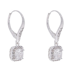 Anne Klein Flawless Silver-Tone & Cubic Zirconia Leverback Drop Earrings