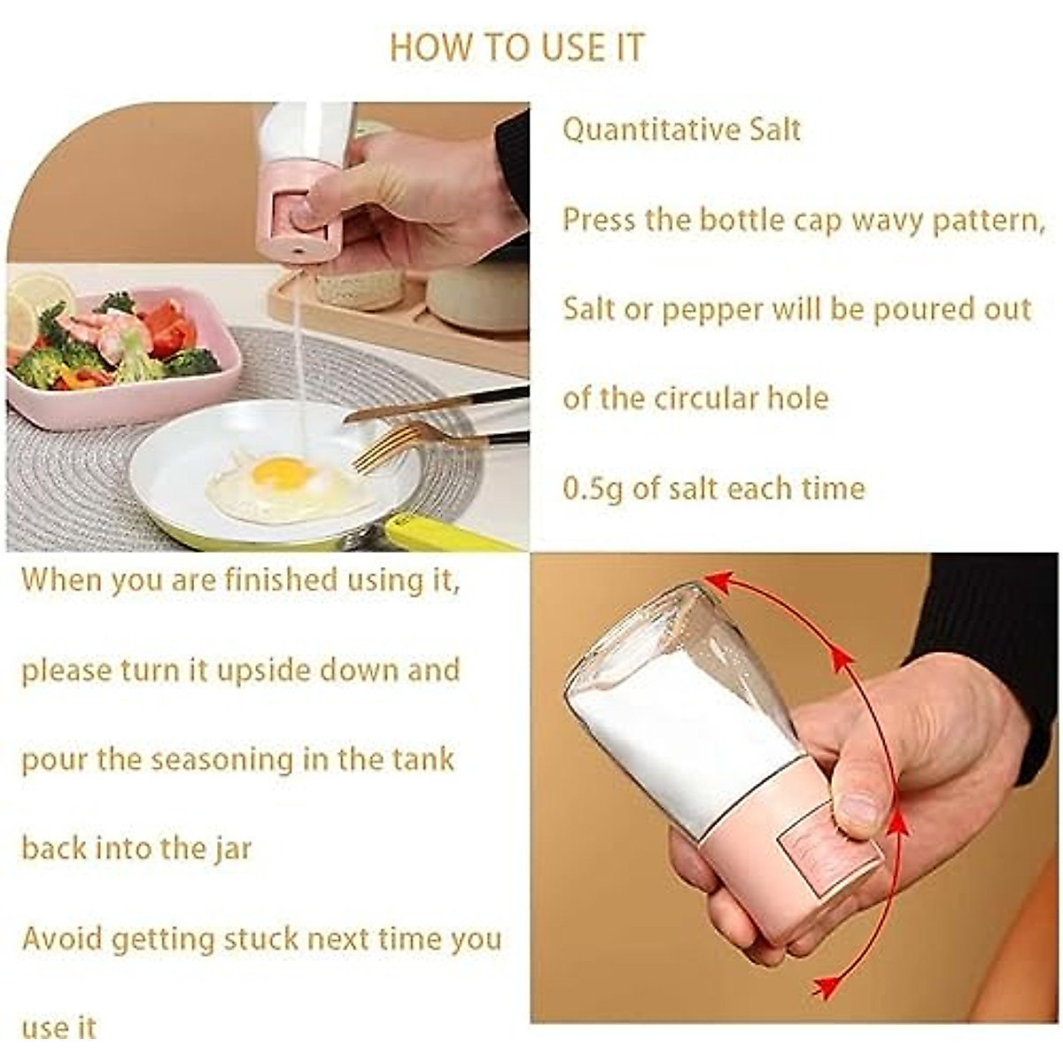 Metering Salt Shaker, Measuring Seasoning Bottle, Salt and Pepper Shakers Precise Quantitative Push Type,Press Type Glass Metered Salt Dispenser. (Blue)