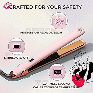 TYMO Flat Iron Hair Straightener and Curler 2 in 1 with 10s Fast Heating, 1 Inch Professional Titanium Straightening Curling Iron with 32 Adjustable Temp and Automatic Shut Off