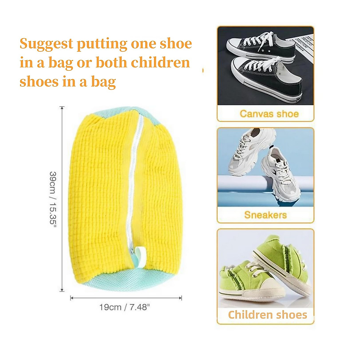 Shoe Bag For Washing Machine,Laundry Bag for Shoes,JIAOYUNLILI Shoe Laundry Bag for Washer and Dryer (Yellow 2pcs)