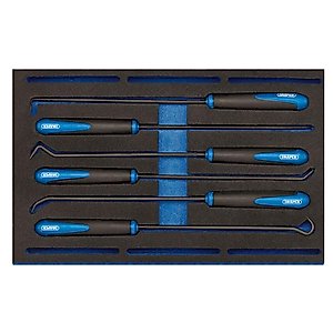 Draper 63494 Long Reach Hook and Pick 6 Piece Set in 1/4 Drawer Eva Insert Tray, Blue