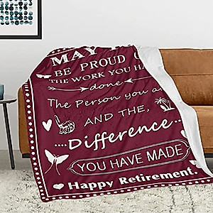 Retirement Gifts for Women Blanket,Happy Retired Blanket for Men Women 60"x 50",Boss Coworkers Friend Unique Retirement Farewell Gifts for Parents Grandparents Retirement Creative Blanket