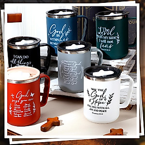 Nitial 6 Pcs 17 oz Christian Coffee Mugs with Lid and Straw Religious Bible Verse Christian Gifts Insulated Inspirational Bible Affirmations Tumbler for Friend Men Women Favor (Multicolor)