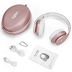 TUINYO Wireless Headphones Over Ear, Bluetooth Headphones with Microphone, Foldable Stereo Wireless Headset-Rose Gold
