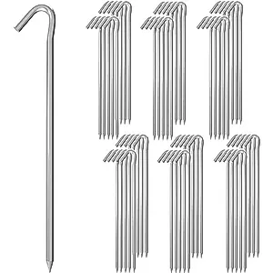 MySit 9" Tent Stakes Inflatable Stake 60 Pack, Heavy Duty Galvanized Metal Tent Pegs Garden Staples Ground Pins Camping Fence Hooks for Inflatables, Outdoor Garden Christmas Decorations, Trap