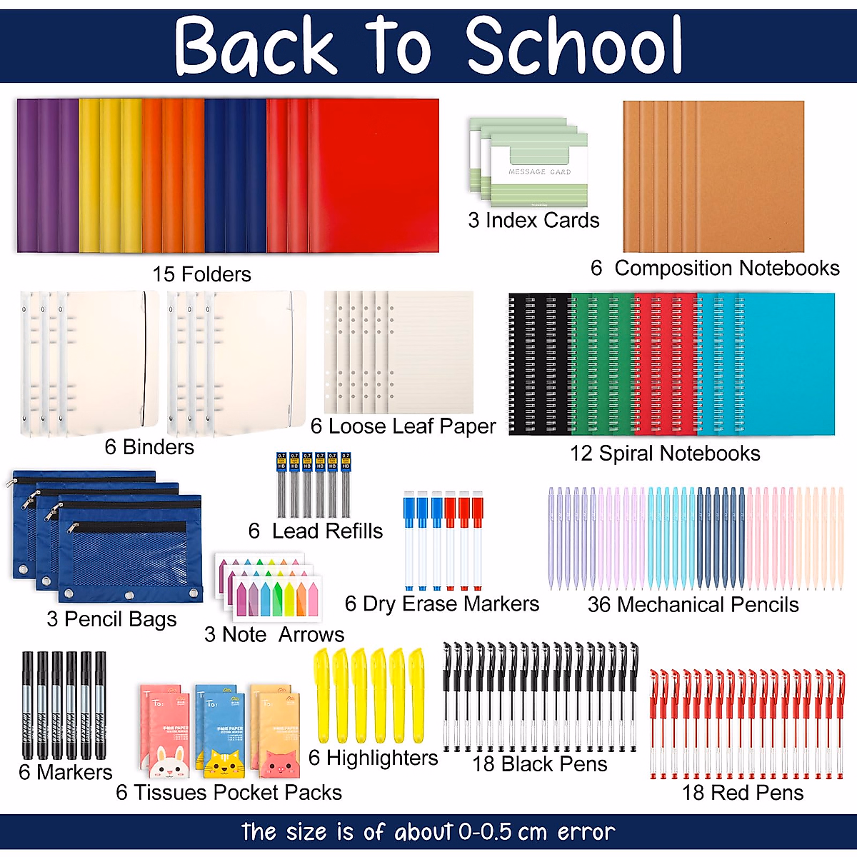 Lincia 156 Pack High School Back to School Supply Kits Essentials for High Schooler Utiles Escolares Supply Kits Back to School Essentials School Supply Boxes School Essentials Bundle Spiral Notebooks