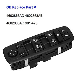 Front Driver Side Power Master Control Window Switch Compatible for 2009-2012 Dodge Ram 1500 2500 3500 OE Replace # 4602863AD 4602863AB 4602863AC 901-473