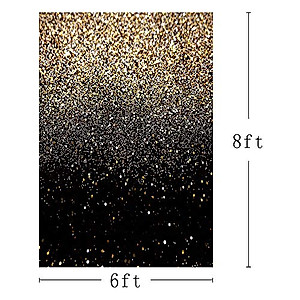 MEHOFOTO 6x8ft Gold Glitter Sequin Spot Black Prom Backdrops Starry Sky Shining Abstract Photo Background Child Birthday Party Banner Wedding Projection Screens Photography Studio Props