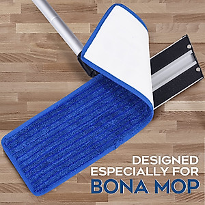 Matthew 18'' Microfiber Mop Replacement Pads for Wet Dry Reusable Mops Floor Home Commercial Cleaning Refills, Machine Washable Compatible with Bona Mop&Any Microfiber Flat Mop System Blue (3 Pack)