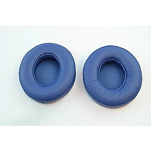 JahyShow Professional Ear Pads Cushions Replacement, Protein Leather/Memory Foam Ear Cushion Pads Cover Ear Cups for Beats Solo 2/2.0 Wired On-Ear Headphones (Blue)