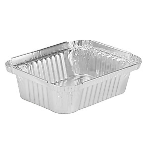 SENJEOK 125 Pack 8oz Aluminum Foil Pans with Lids, 240ml Aluminum Foil Containers, 4.8 x 3.7 x 1.3 Inch Tin Foil Tray for Household, Take Outs