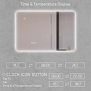MIRPLUS Lighted Medicine Cabinet with Mirror for Bathroom, 24 x 36 inch Wall Mounted Bathroom Cabinet Touch Switch 3 Color Lights & Brightness Adjustment, Anti-Fog Time & Temp Display (Double Door)