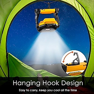 Sendowtek Portable Battery Fan with LED Light, 10400mAh Quiet Rechargeable Tent Fan with Hanging Hook 4 Speed Small USB Battery Powered Camping Fans for Travel Picnic Outdoor Indoor Cooling Sleeping