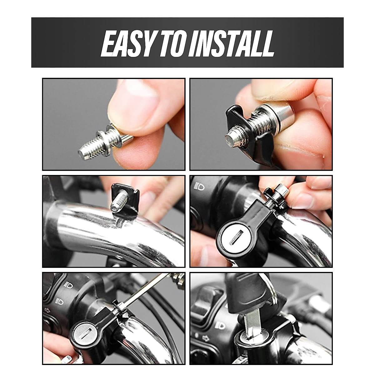 ESEWALAS Motorcycle Helmet Lock Anti-Theft,Universal Helmet Lock Anti Theft Helmet Lock Cable,Tamper-Proof Helmet Security Lock with 2 Keys,Metal Helmet Locks for Motorcycles Scooter Street Bike