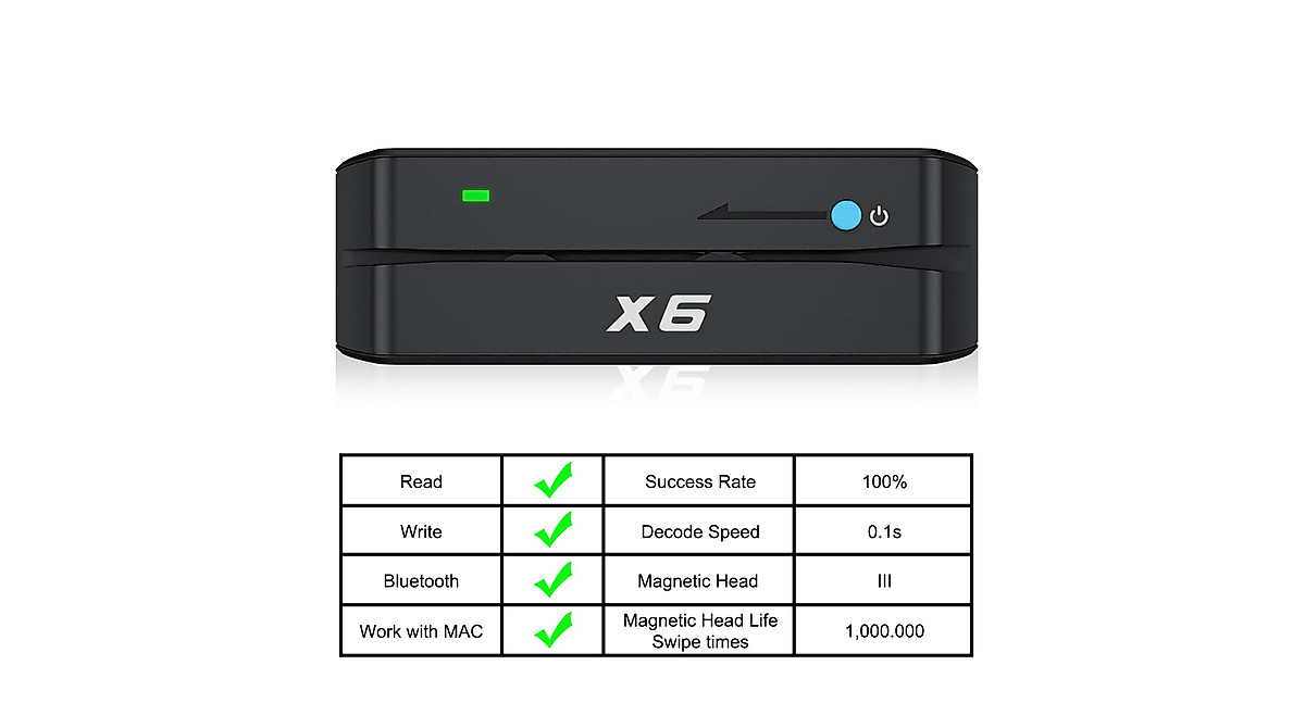 X6 BT Bluetooth Magnetic Card Reader Writer - Multi-OS USB