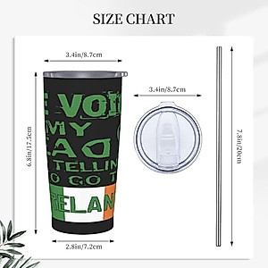 VKKOEWL The Voices In My Head Irish Stainless Steel Insulated Tumbler 20 Oz Travel Water Bottle Coffee Mug Drink Cup With Lid Straw