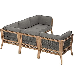 Modway Clearwater Sectional, 5-Piece Set, Gray Graphite