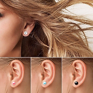 Charisma 6mm Composite Pearl Earrings Round Ball Pearls Stud Earrings Hypoallergenic 12 Pairs Mixed Color Imitation Pearl Earrings Set for Women