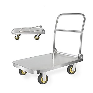 Uholan Dolly Cart Heavy Duty Hand Truck 660lbs Stainless Steel Folding Cart with Wheels Used for Warehouse Transport Groceries Heavy-Duty Utility Hand Truck