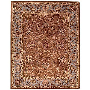 SAFAVIEH Heritage Collection 7'6" x 9'6" Brown / Blue HG812A Handmade Traditional Oriental Premium Wool Area Rug