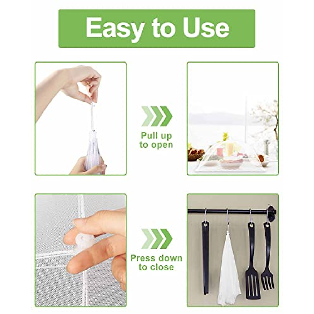 Lauon Large Food Cover,6 Pack Mesh Food Tent,17"x17",White Nylon Covers,Pop-Up Umbrella Screen Tents,Patio Net for Outdoor Camping, Picnics, Parties,BBQ,Collapsible and Reusable