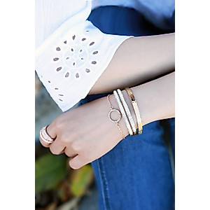 JewelryLand Rose Gold/Gold/Silver Titanium Stainless Steel Pave Cubic Zironia Simulate Diamond Stackable Oval Hinged Bangle Bracelet 6.5"-7" (6.5" Silver)