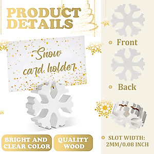 50 Pcs Christmas Snowflake Wooden Place Card Holders Farmhouse Ornament Winter Table Number Rustic Name Card Picture Holders Wood Table Sign Stands for Xmas Holiday Party Wedding Party Supplies