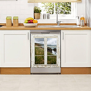 Dishwasher Magnet Cover Blue Green Waves Crashing Against Cliffs Near Clifden Ireland Magnetic Refrigerator Stickers Decorative Appliance Cover Fridge Panels Metal Door Garage 23x26in