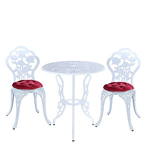 Mandolin 5-Piece Cast Aluminum Patio Bistro Set Outdoor Table Set Waterproof and Sun Resistant Outdoor Furniture Set (Rose White)