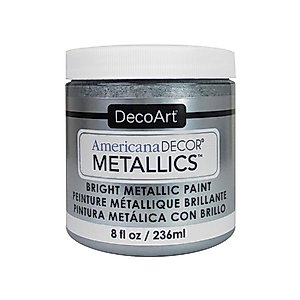 Decoart Ameri Deco MTLC Silver Americana Decor Metallics 8oz, 8 Fl Oz (Pack of 1)