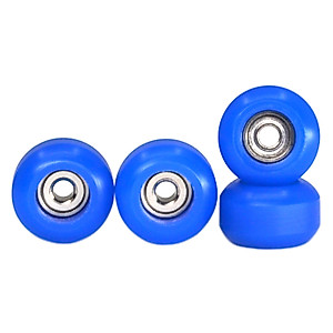 Teak Tuning Fingerboard Bearing Wheels, CNC Lathed, Blue, Set of 4