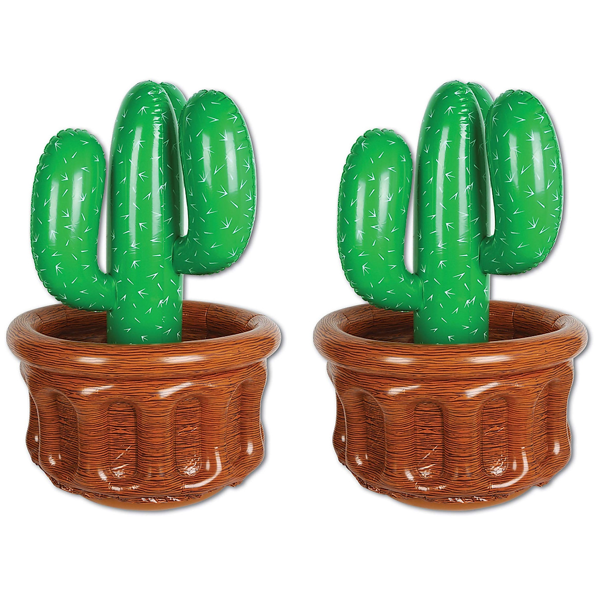 Beistle Inflatable Cactus Coolers, 2 Pack, 26” x 18”, Each Holds Approx. 24 12 oz. Cans - Drink Cooler, Drink Containers for Parties, Cactus Party Decorations, Western Fiesta Party Decorations