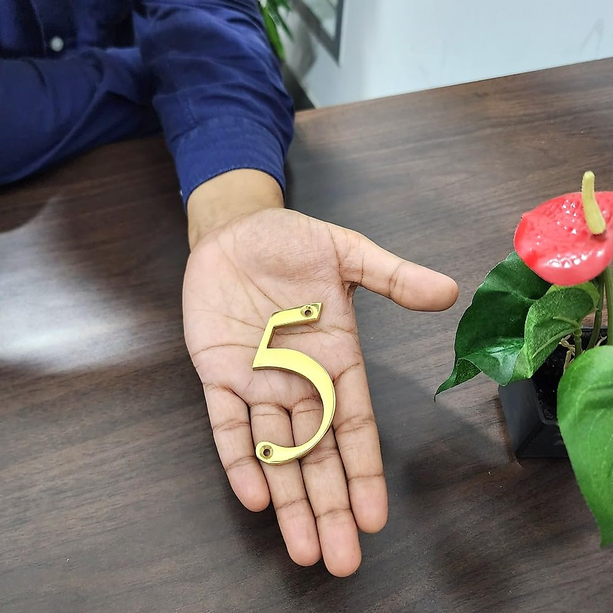 Clio 3-Inch Solid Brass Letters Address Signs For Houses Mailbox Numbers House Numbers For Outside, Address Plaques for House Numbers For Modern Mailbox, Outdoor Wall Decor (Polished, Number 5)