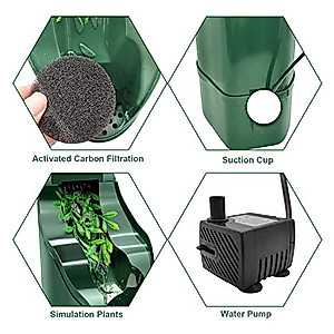 Reptile Chameleon Drinking Fountain Water Dripper, Suitable for Snake, Gecko, Lizard, Chameleon, Bearded Dragon Water Dispenser Water Dish Bowl, Reptiles Habitat Waterfall & Tank Accessories Kit