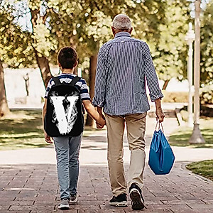 COZON Big V Letter Backpack 17 Inch 3D Printed Aesthetic Casual Travel Bags Breathable Portable Lightweight Large Capacity Daypack Unisex