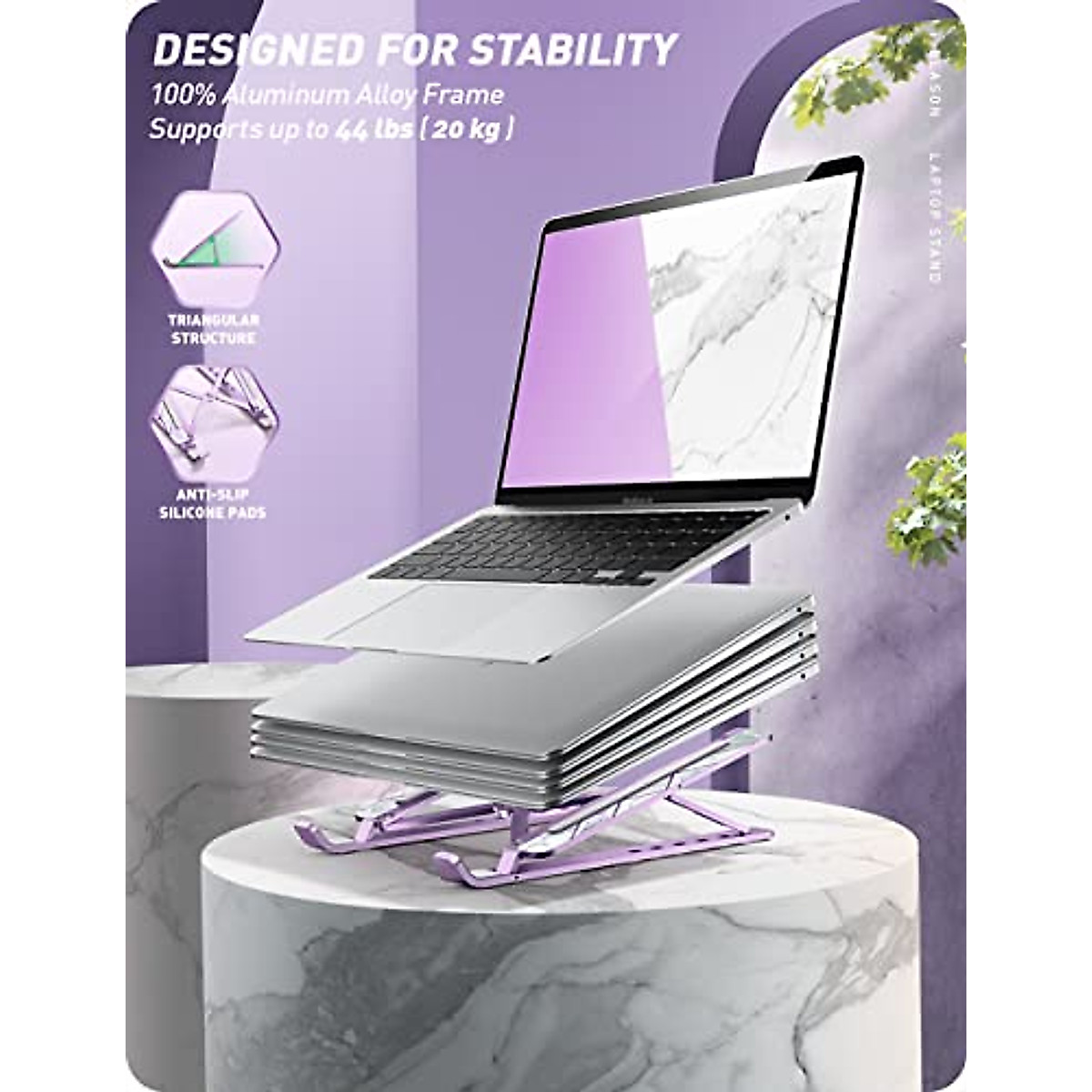 i-Blason Cosmo Laptop Stand, Adjustable Portable Computer Stand Aluminum Alloy Laptop Riser Holder with Multi-Angle Stand Compatible with MacBook Pro/MacBook Air, 7-17.3" Laptops & Tablets (Purple)