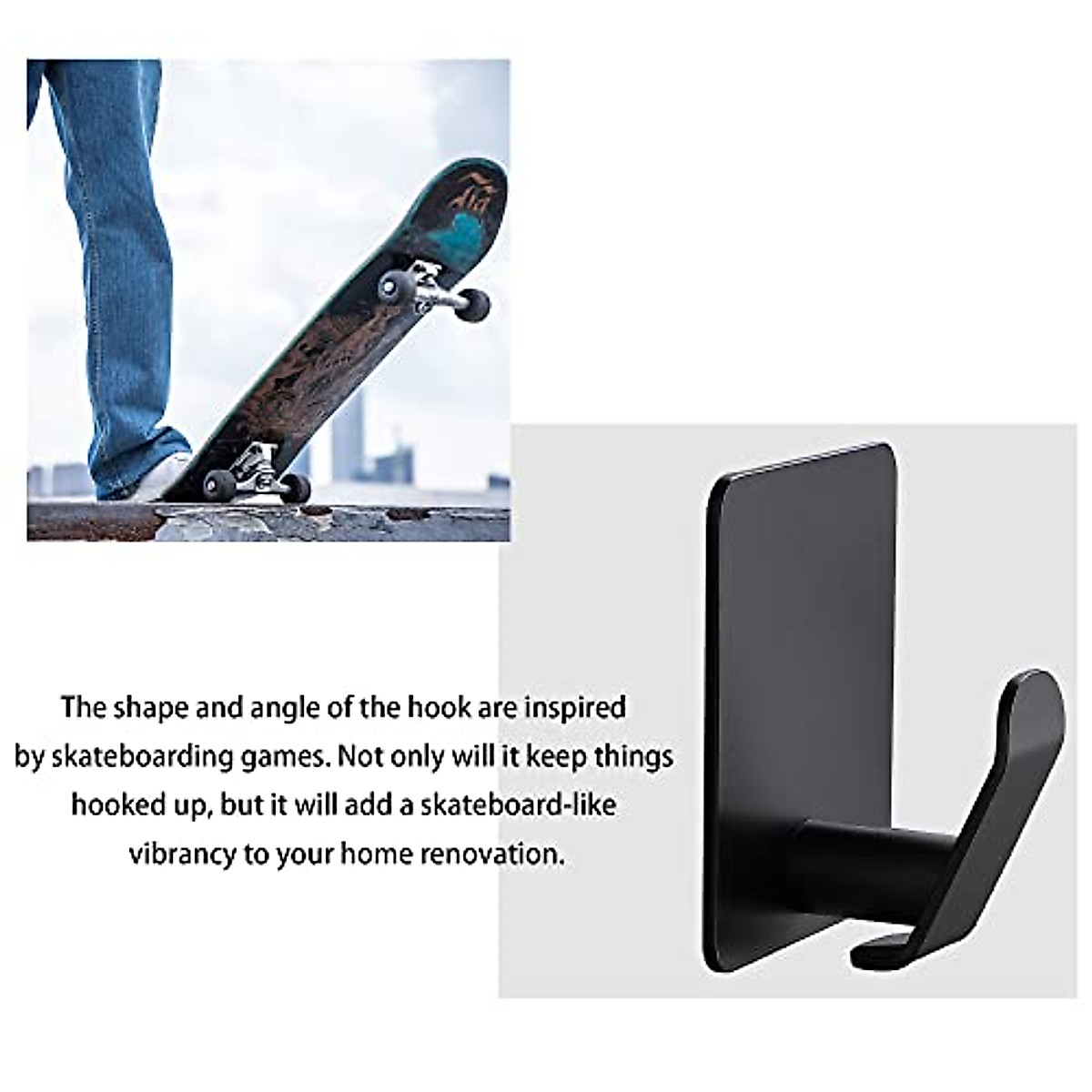 Taozun Adhesive Hooks - Black Towel Hooks 4 Packs Coat Robe Hooks Stainless Steel Wall Hooks Rustproof and Oil Proof for Kitchen Bathroom