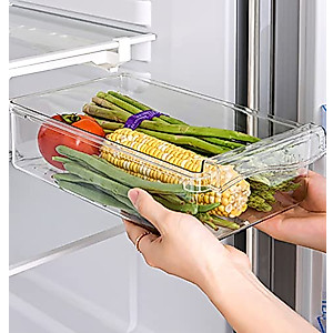 2 Pack Fridge Drawer Organizer, Pull-outrefrigerator Vegetable Drawer Box & Egg Drawer for Refrigerator, Reusable Fruit Storage Containers for Fridge, Multifunctional Food Fridge Organizer