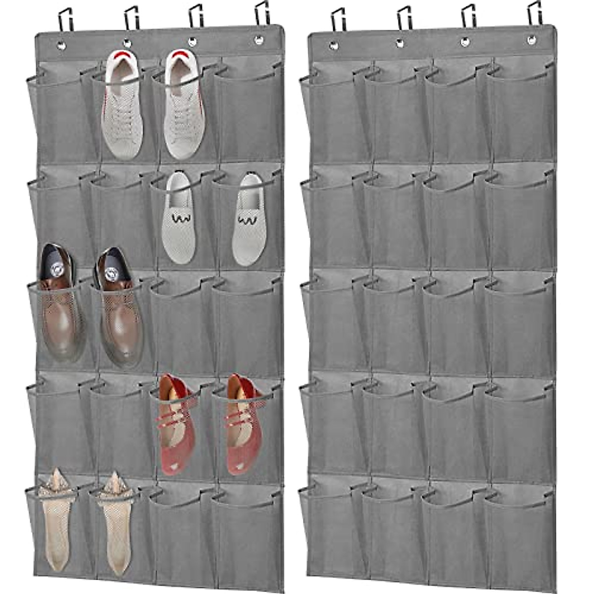 Over the Door Hanging Shoe Rack Organizer for Closet, Kids Shoes Storage Holder with 40 Large Mesh Pockets & Sturdy Hooks for Door and Wall