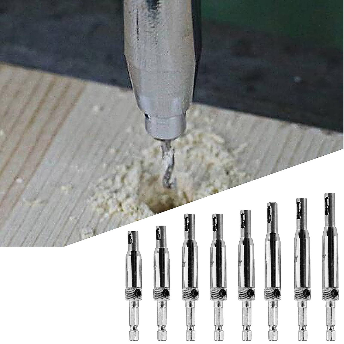 Aracombie 17pcs Self Centering Drill Bit Set for Metal Woodworking, 8 Sizes 1/4 Inch Hex Shank Vix-Bit Self-Centering Bits Hinge Centering Tool with Hex Key & 8 Replacement Drill Bits, 5/64-1/4 Inches