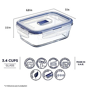 Luminarc 3.4 Cup Pure Box Active 6-Piece Food Storage Rectangle Set, Clear