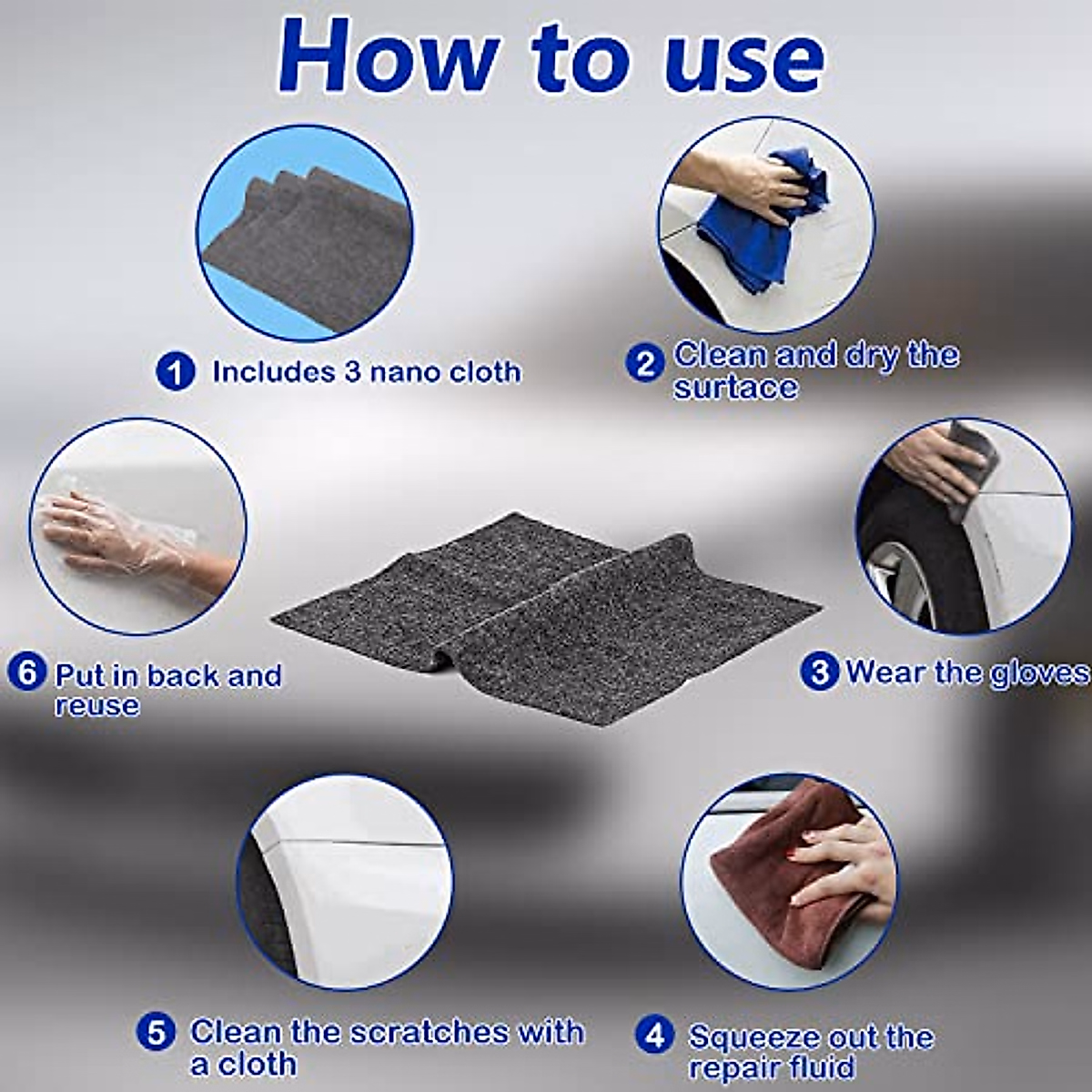 Farrinne Nano Sparkle Cloth, Scratches Remover with Repair and Water Polishing for All Kinds of Car Smooth Surface