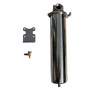 INTBUYING Heavy-Duty Filter Housing for 20"L cartridges 1.5"NPT inlet and outlet Corrosion-Resistant Stainless Steel Water Filter Housing with Bracket and a Drain Valve