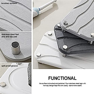 bukfen Instant Dry Sink Organizer, Bathroom Sink Fast Drying Stone,Diatomaceous Earth Sink Caddy for Kitchen Counter and Bathroom Counter, Pearl White, Wavy Groove(11.02x4.33x1.10in)