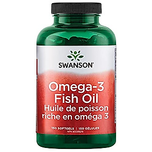 Swanson Omega 3 Fish Oil Supplement Heart Brain and Joint Support GMO-Free EFAs 180 mg EPA Plus 120 mg DHA 150 Softgel Capsules Lemon Flavor
